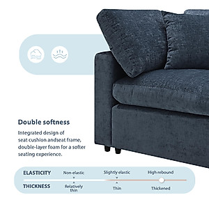 Modern Modular Sofa, 6 Seat Chenille Fabric Sectional Couch with Ottoman, U Shaped Convertible Sleeper Sofa for Living Room, Apartment