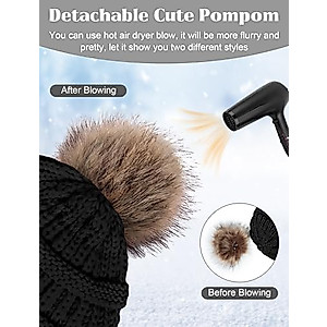 3PCS Kids Winter Hat Scarf Gloves Set Knit Thick Warm Toddler Pompom Beanie Neck Warmer for Girls Boys