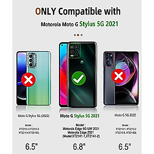 SOiOS for Motorola Moto G Stylus 5G Case: Built-in Screen Protector Kickstand Full Body Dual-Layer Protective Shockproof Heavy-Duty Military Grade Tough Rugged Phone Cover (NOT 2022) Black