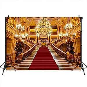 Mocsicka Red Carpet Palace Backdrop Background Wedding Birthday Video Photography Backdrops (7x5ft)