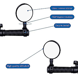 2Pack Universal Bicycle Rearview Mirrors, 360˚Rotatable Bar End Bicycle Mirrors, Wide Angle Convex Bike Bicycle Mirrors for 15-35 mm Handlebar Bikes