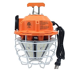 NS 150W LED Temporary Work Light Fixture, 24750LM Linkable Daylight White 5,000K Portable Hanging Lamp Jobsite Lighting Stainless Steel Protective Cover for Outdoor Construction High Bay Warehouse