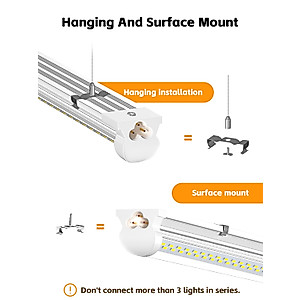 ONLYLUX LED Shop Light 8ft 6000K White 100W, 15000lm Workshop led Light V Shape, Plug and Play, Hanging/Surface Mount Install, 8 Foot led Lights for Garage,10 Pack