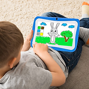 Kids Tablet, 7 inch Android8.0 Tablet, Quad Core CPU, 4GB+32GB, IPS Display, WiFi, Dual Camera, Educational Games, Parental Control, Stand, 5500mah Battery (Blue)