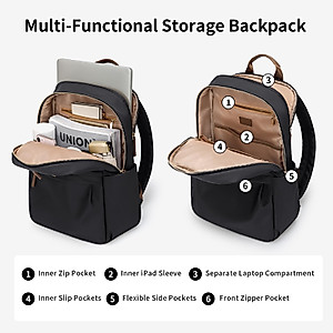 GOLF SUPAGS Laptop Backpack for Women Work Travel Backpacks Computer Bag Casual Daypack Fits 14 Inch Notebook (Black)