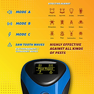 New 2023 Powerful Mouse Mice Rat Bat Squirrel Repellent (with LCD) - Outdoor/Indoor - Electronic Ultrasonic Pest Repeller Plug in - Deterrent Rodent Control - Electromagnetic Waves Repellent