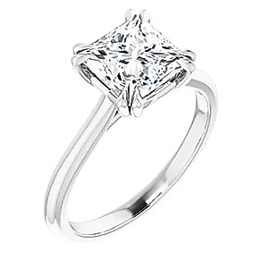 925 Silver, 10K/14K/18K Solid Gold Moissanite Engagement Ring, 2.5 CT Princess Cut Handmade Solitaire Ring, Diamond Wedding Ring for Women/Her Anniversary Propose Gifts, VVS1 Colorless