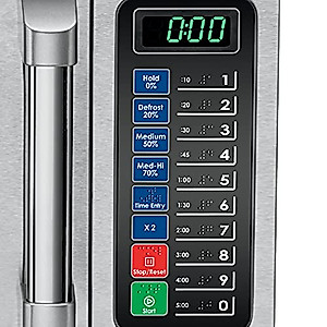 Waring Commercial WMO90 Medium Duty Microwave Oven, 0.9 Cubic Feet, 10 Programmable Memory Settings, 5 Power Levels, Stainless Steel Construction, 120V, 1000W, 5-15 Phase Plug