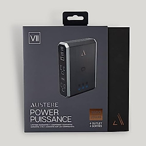 Austere VII Series Outlet Extender Wall Charger, 4 Outlets Surge Protector Power Strip, 2 USB C & 1 USB A 2.4 amp, 20W & 45W Power Delivery | 3500 Joules, EMI/RFI Filtering, 6 Year Component Guarantee
