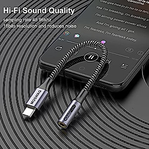MOSWAG USB Type C to 3.5mm Headphone Jack Adapter, Audio Adapter USB C to Aux Dongle Cable Cord for Samsung Galaxy S21 S20 Ultra S20+ Note 20 10 S10 S9 Plus,Pixel 4 3 2 XL and More