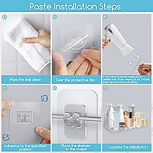 2Pcs Shower Caddy Shelf Organizer Rack, JOPBENG No Drilling Wall Mounted Bathroom Organizer, Rustproof Self Adhesive Shower Shelves for Bathroom Toilet Kitchen RV