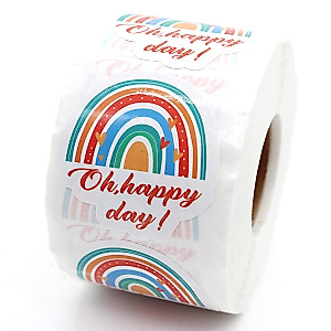 Littlefa Be Happy Stickers,Oh Happy Day Business Stickers,Cute Rainbow Happy Mail Stickers,Small Business Stickers, Envelopes Stickers for Gift Bags Packaging 500 PCS
