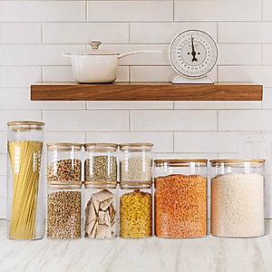 EcoEvo Glass Jars with Bamboo Lids, Glass Food Jars and Canisters Sets, Glass Flour Jar, Large Glass Canister with lids, Glass Flour Storage Container, Glass Pantry Jars, 100oz