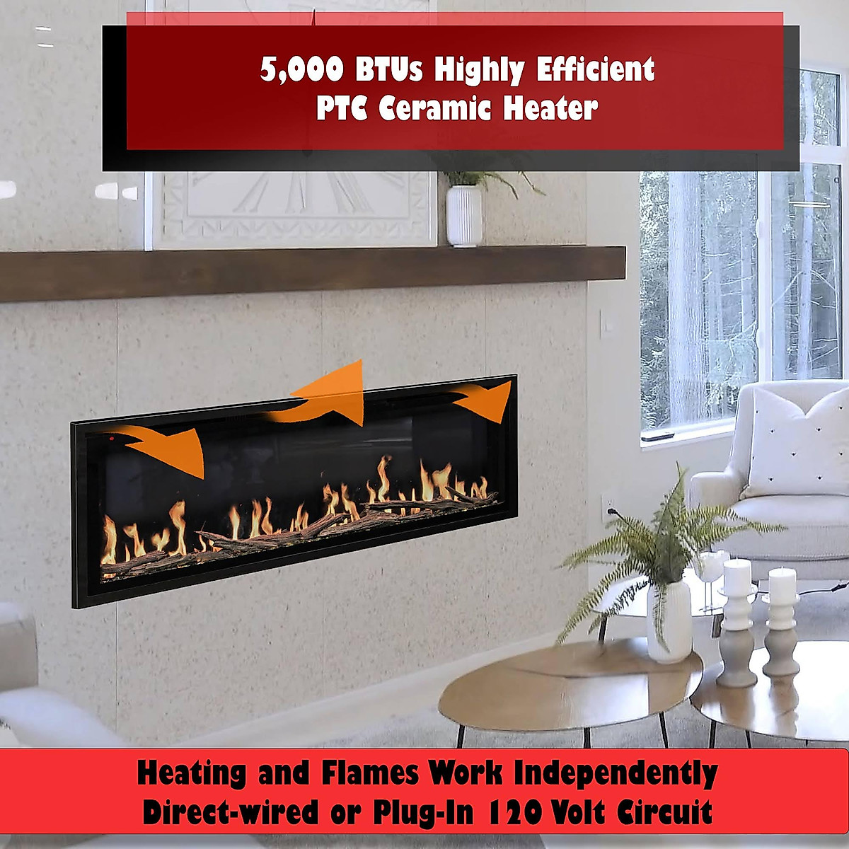 Modern Flames Orion Slim 60-Inch Linear Built-in Electric Fireplace (OR60-SLIM)