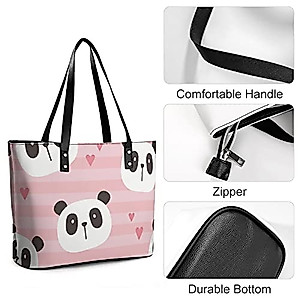 Womens Handbag Panda Patterns Leather Tote Bag Top Handle Satchel Bags For Lady