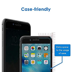 JETech Privacy Screen Protector for iPhone 8 Plus and iPhone 7 Plus, Anti-Spy Tempered Glass Film, 2-Pack
