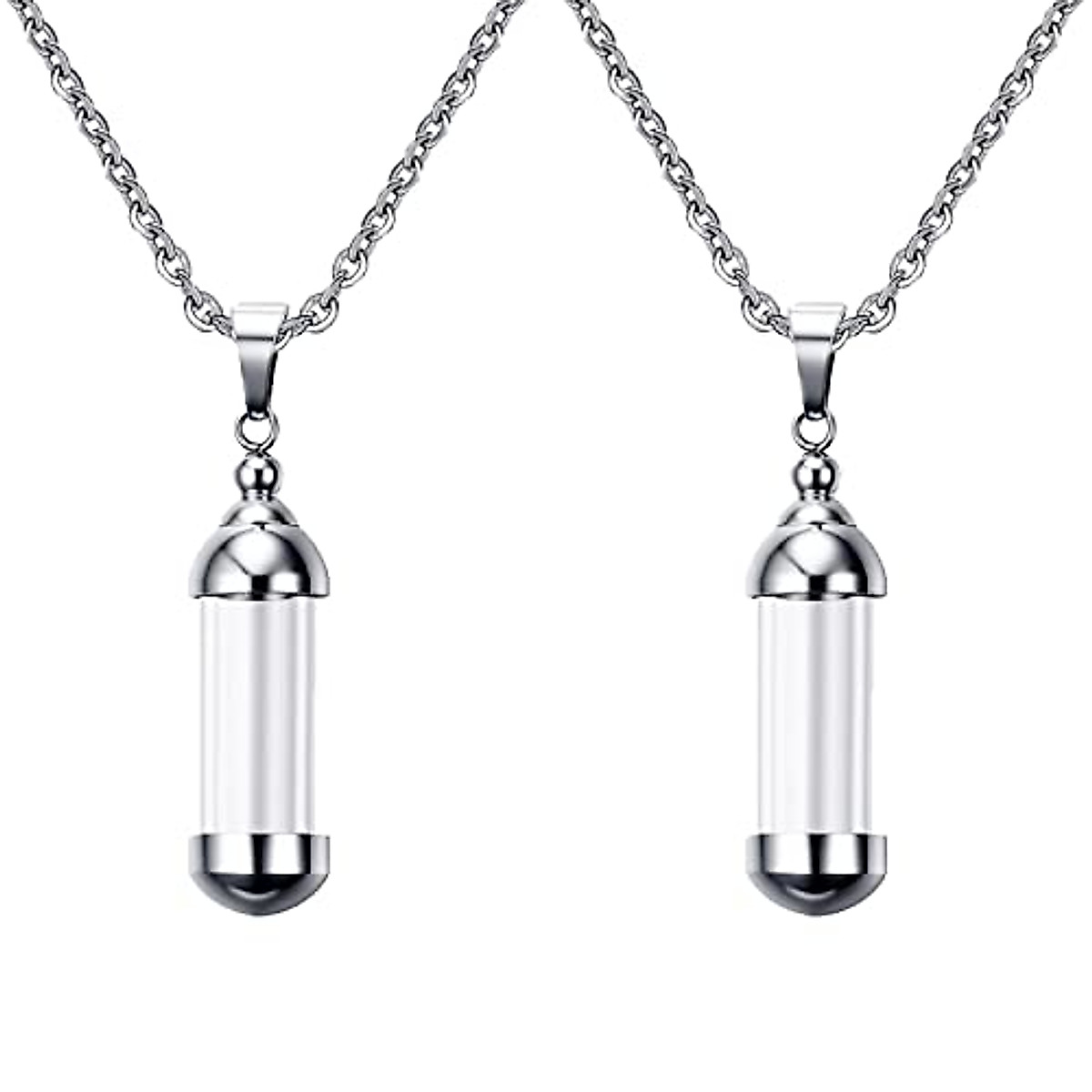 freneci 2X Blood Vial Necklace Kit, Cremation Urn Necklace for Ashes, Tube Necklace Pendant, Cremation Urns Jewelry for Ashes Holder Keepsake Memorial