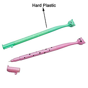 Maydahui 12PCS Elegant Cat Shape Rollerball Pens Cute Kawaii Animal Pen Japanese Kitty Black Gel Ink Slender Penholder Bedroom Eyes Style for Girls School Office