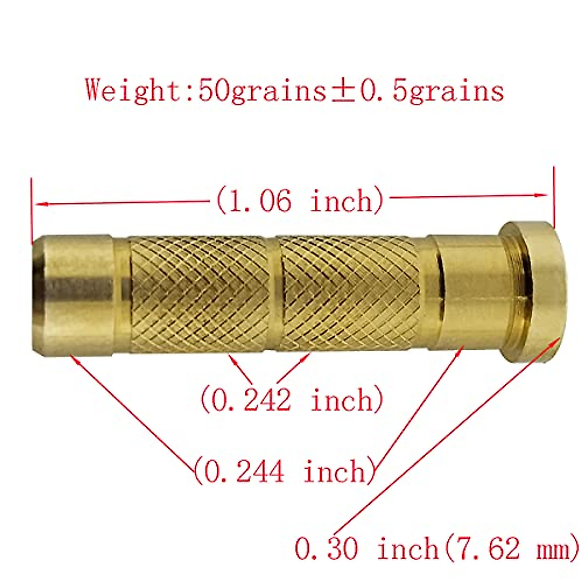 50Grains Field Point The Bolts are Copper Bolts Knurled Outer Diameter Suitable with for.244 Carbon Arrow (1 Dozen 12PACK), Used for Arrow Rod Archery Accessories (Brass Bolt-A, 50 Grains)