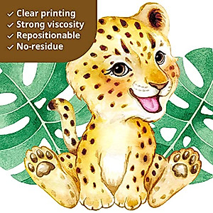 DECOWALL DSL-8067 Baby Jungle Animals Wall Stickers Decals Kids Nursery décor Baby Safari Boys Room Art Wallpaper Girl Decorations Elephant Lion Playroom Giraffe Bedroom