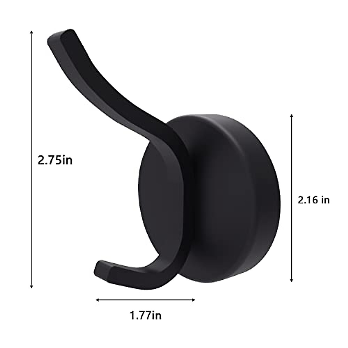 WUIVIUT Matt Black Towel Hooks Wall Hooks Heavy Duty, Wall Mounted Hook Holder for Bathroom Kitchen Pool Hotel, SUS 304 Stainless Steel Sticky Hooks for Hanging Coat Towels Robe Key Bag, 4 Pack