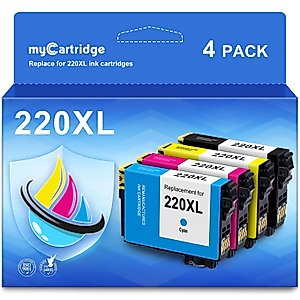 myCartridge Remanufactured Ink Cartridge Replacement for Epson 220 220XL 220 X-Large T220 Work with WF-2630 WF-2650 WF-2750 WF-2760 XP-320 XP-420 (Black, Cyan, Magenta, Yellow, 4-Pack)