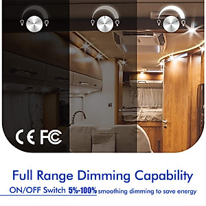ALOVECO 12 Volt DC Dimmer Switch PWM for LED RV Lights Interior, 5-24 Volts LED Ceiling Dome Lights Dimmer and Switch for Camper, Recreational Vehicle, Halogen, Auto, Truck, Marine and Strip Lighting