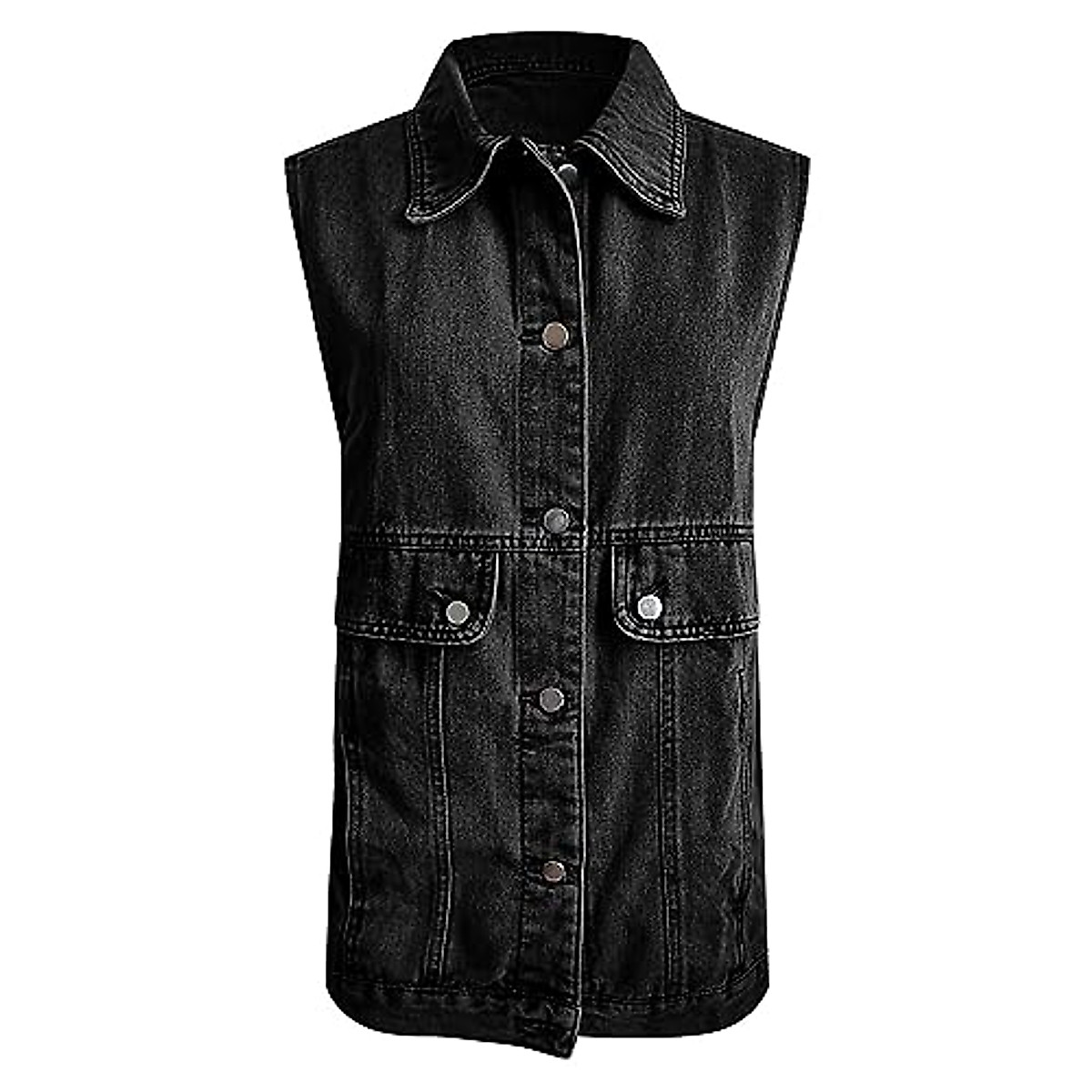 Gerichy Denim Shirts for Women Trendy, Dresses for Women 2023, Shirts for Women Trendy, Women's Oversized Denim Jacket Sleeveless Denim Shirt with Pockets Casual Jacket