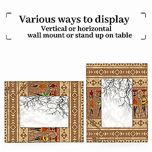 Pardick Aztec Geometric 8x10 Picture Frame, African Ethnic Women Wooden Photo Frame for Wall Mounting or Tabletop Living Room Bedroom Home Decor