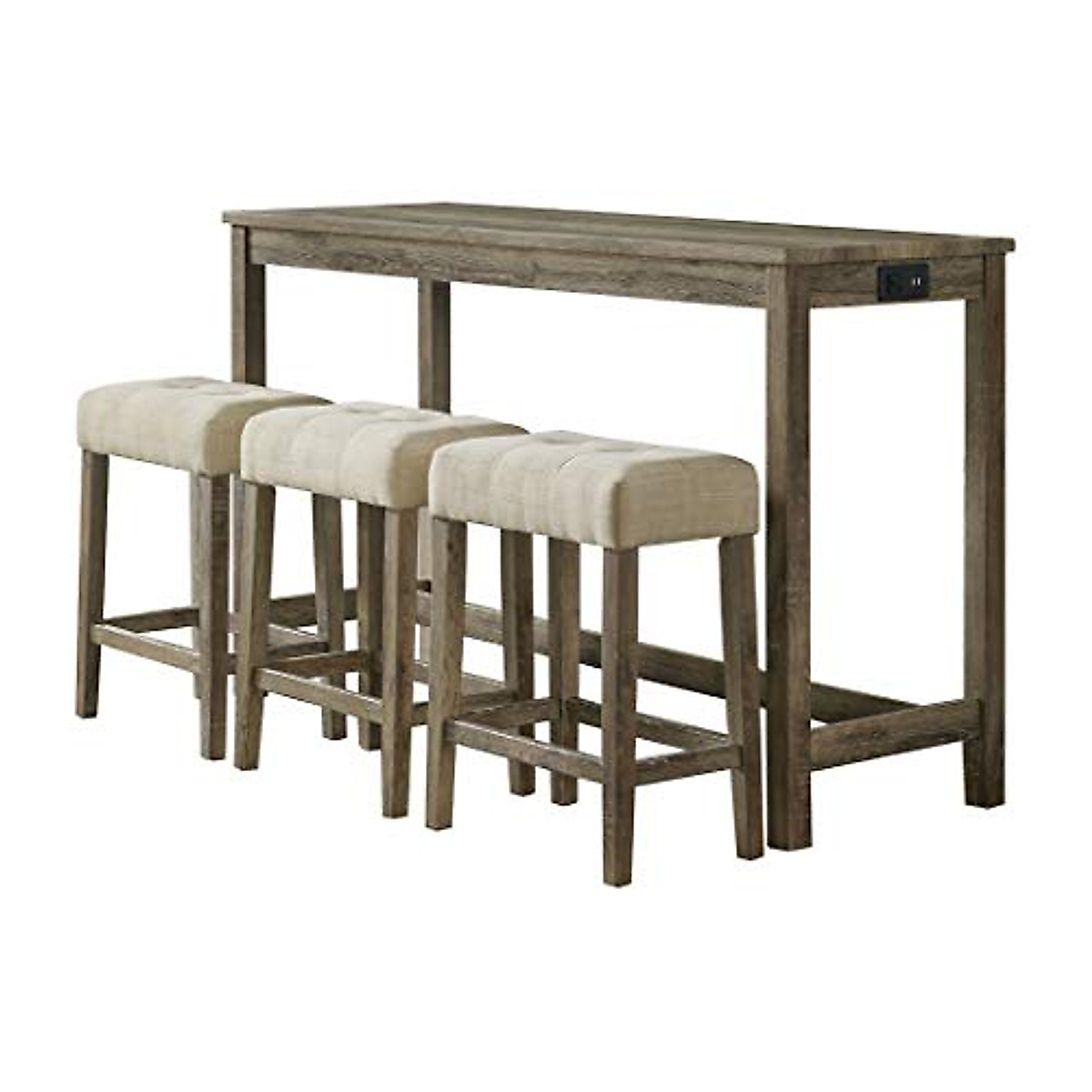 CAMBRIDGE Wyeth Dining 4-Piece Bar Set with Table and 3 Stools, Natural Rustic