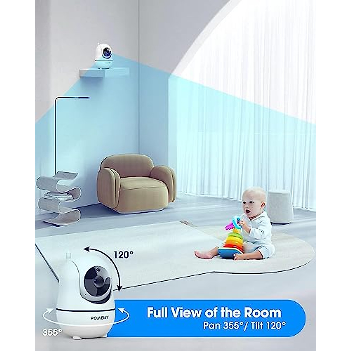 Baby Monitor with Camera and Audio - 5” Display Video Baby Monitor with 29 Hour Battery Life, Remote Pan & Tilt, 2X Zoom,Auto Night Vision, 2 Way Talk, Temperature Sensor,Lullabies,960 Feet Range