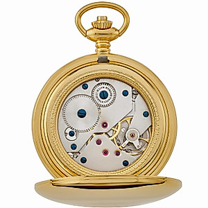 Gotham Men's Gold-Tone Railroad Dial Double Hunter 17 Jewel Mechanical Pocket Watch # GWC18806G