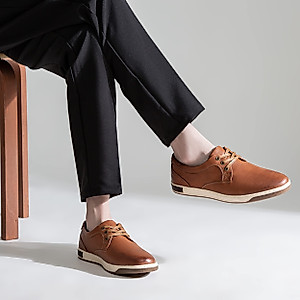 Jousen Men's Casual Shoes Memory Foam Mens Fashion Sneakers 3 Eyelets Business Dress Sneaker (A81Q06 Yellow Brown 14)