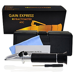Gain Express Dual Scale Salinity Refractometer ATC 0-100ppt (0-10%) & 1.000-1.070 Specific Gravity, Portable Meter Tester for Seawater Salt Sea Water Aquarium Brackish Reef Tank Marine