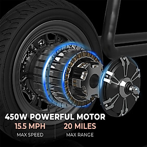 Phantomgogo Commuter R1 - Electric Scooter for Adults - Foldable Scooter with Seat & Carry Basket - 450W Brushless Motor 36V - 15MPH 265lbs Max Load E Mopeds for Adults (Red)