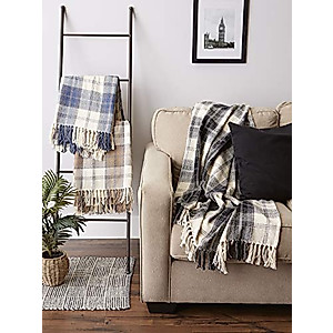 DII Farmhouse Woven Throw, 50x60 with 3" Fringe, Stone, 1 Piece