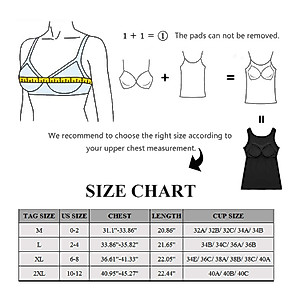 Women's Camisole Built-in Shelf Padded Bra Cami Top 3 Pack, M(Black, Maroon, White)