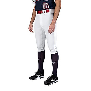 Mizuno Mens Premier Short Piped Pant, White/Navy, Medium US