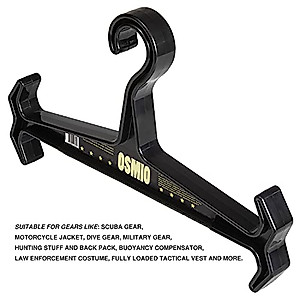 YCJ OSMIO (3 Pack) Heavy Duty Hanger for Tactical Attachments, Weight Vest, Diving Equipment, Wetsuit and Scuba BCD (Black)
