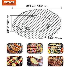 VEVOR 21 inch 22 inch, Round Grates Kettle Charcoal Grill Replacement Parts for Outdoor Cooking, Barbecue Camping, Picnic, Backyard, Silver