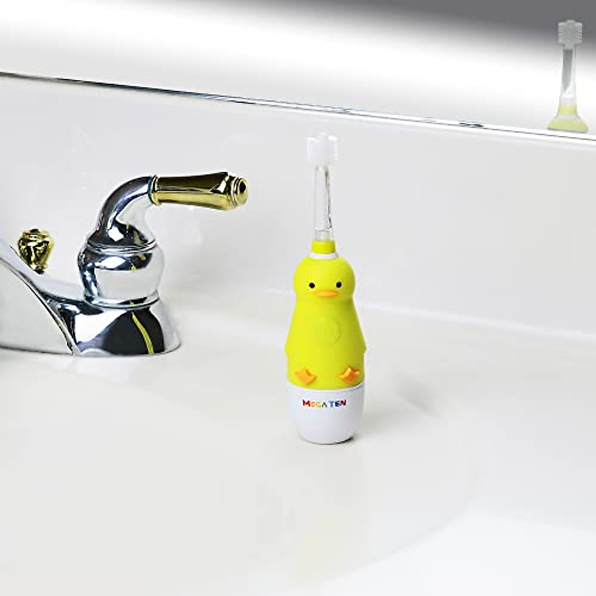 Brilliant Kids Sonic Electric Toothbrush Characters with Flashing Lights and Fine Bristles - Fun Brushing for Parent and Child, Ages 3-8, Duck