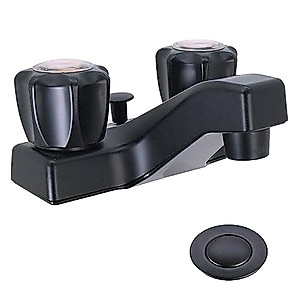 Westbrass NM2BP-62 4" 2-Handle Acrylic Non-Metallic Centerset Lavatory Faucet with Pop-Up Drain, Matte Black