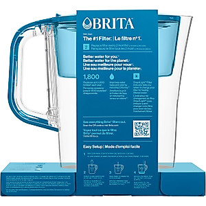 Brita Small 6 Cup Denali Water Filter Pitcher with 1 Brita Standard Filter, Made Without BPA, Transparent Teal