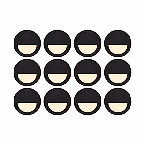 GKOLED 12 Pack Recessed Low Voltage LED Step Riser Light, Φ0.94 Mini Size Halfmoon Landscape Lighting for Outdoor Deck Stair Railing Post, 12V 3000K, Die-cast Aluminum, Black Powder Coated Finish
