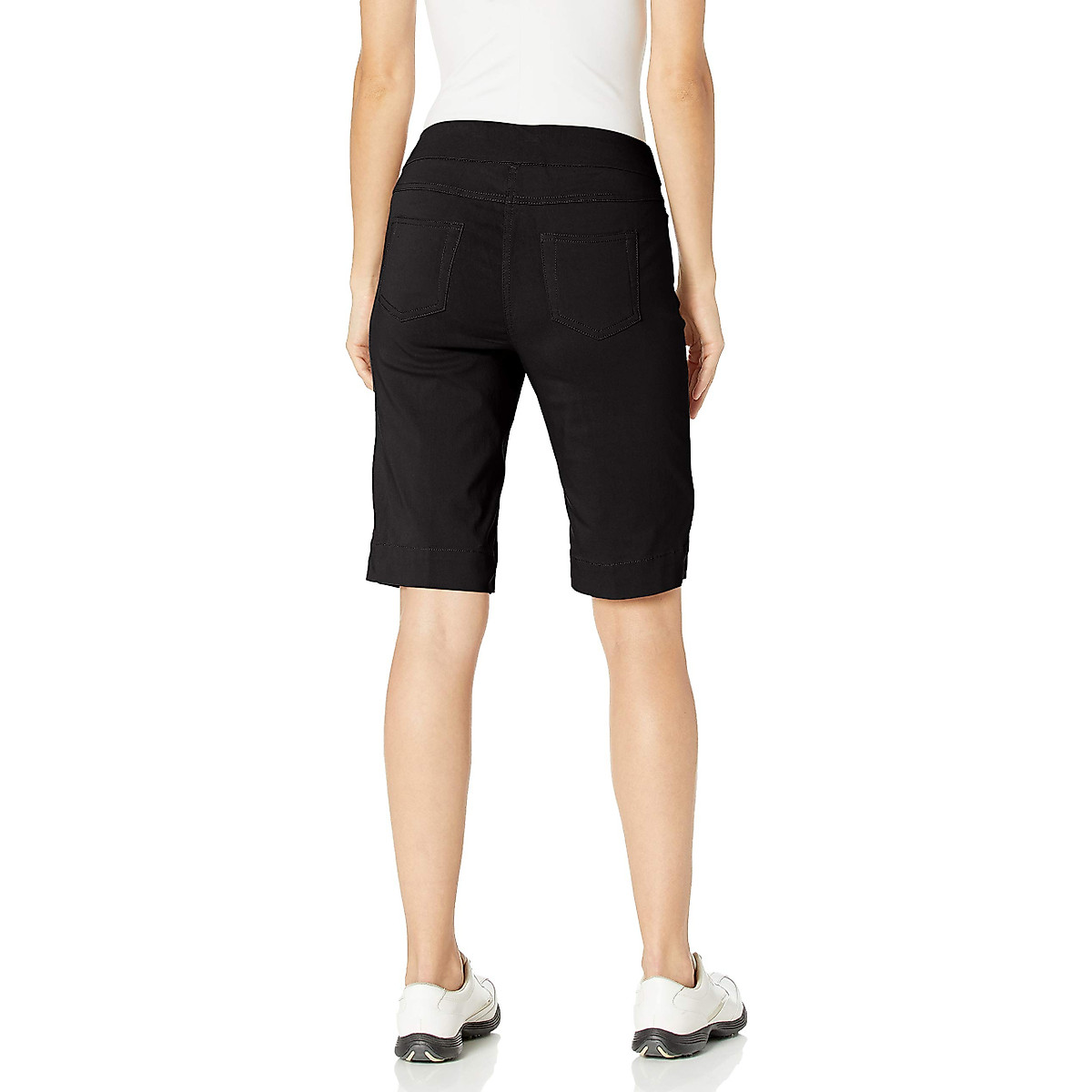 SLIM-SATION Women's Golf Wide Band Pull On Short with Real Pockets(Black,10)