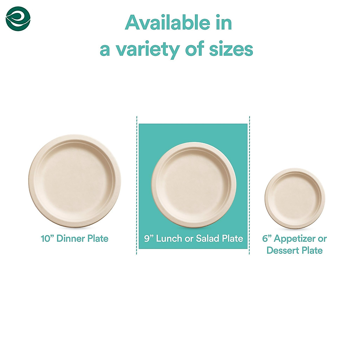 ECO SOUL 100% Compostable 9 Inch Paper Plates 100 [9", 100-Pack] Disposable Eco-Friendly Biodegradable Dinner Plates | Party, Wedding, Event Plates