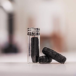 Bamboo Charcoal Floss - Reusable Container with Floss Refills - 99 Yards - Plant-Based Candelilla Wax Floss with Natural Mint Flavoring - Vegan Floss - 3X Floss Refills
