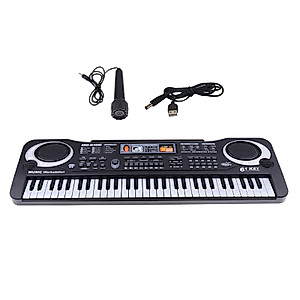 Simhoa 61-Key Digital Piano Keyboard with Microphone USB Rechargable for Bar Stage