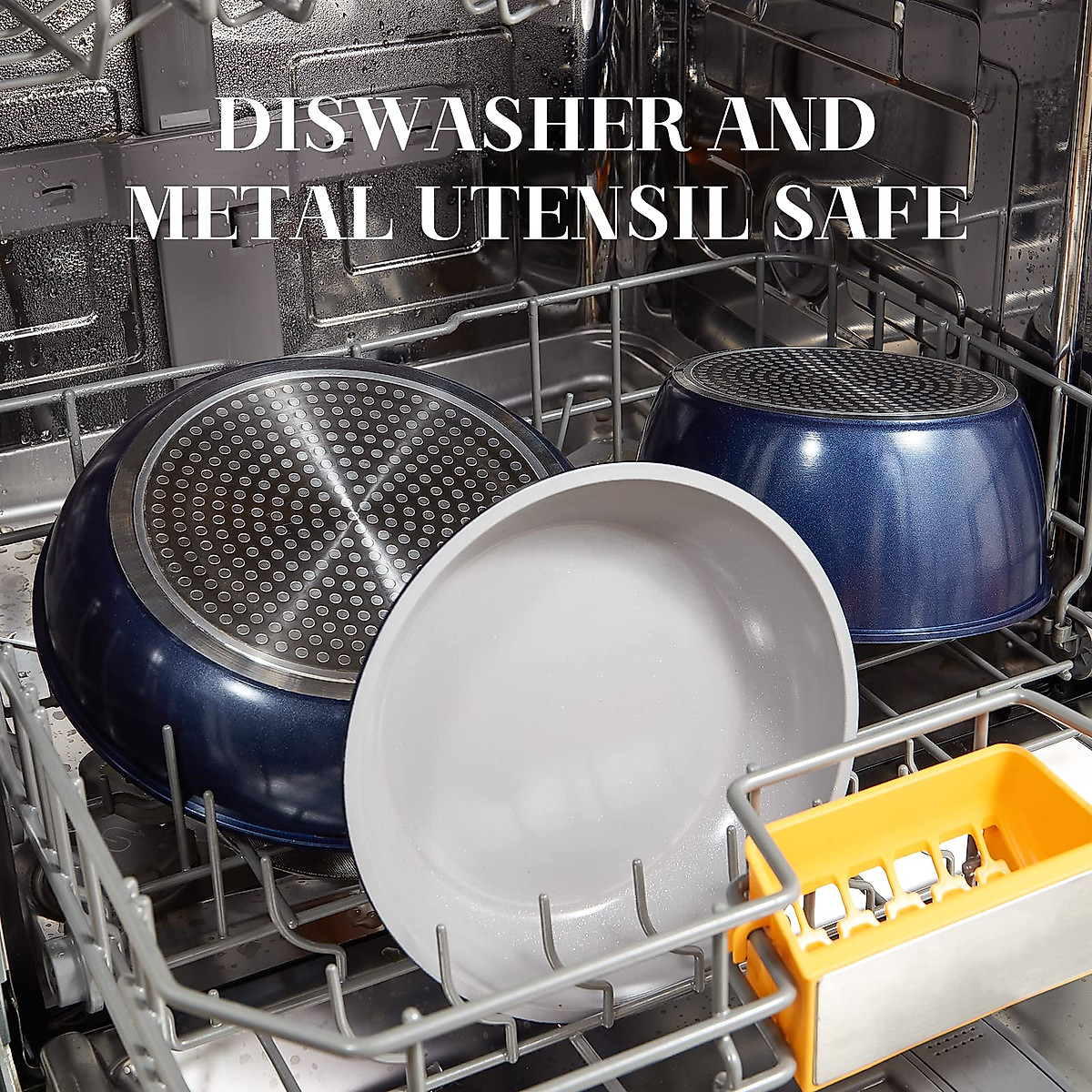 ROCKURWOK Pots and Pans with Removable Handle, Cookware Set with Ceramic Nonstick Coating, Suitble for Camping | RV, Dishwasher Safe | Ovens Safe | PFAS Free | PFOA Free, Blue