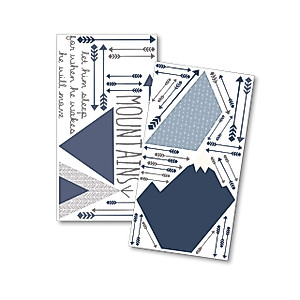 Levtex Baby - Trail Mix Resuable Wall Decal - Mountains, Arrows and a Phrase - Blue, Grey and Navy - Nursery Accessories - Size: 19 x 35.5 in.